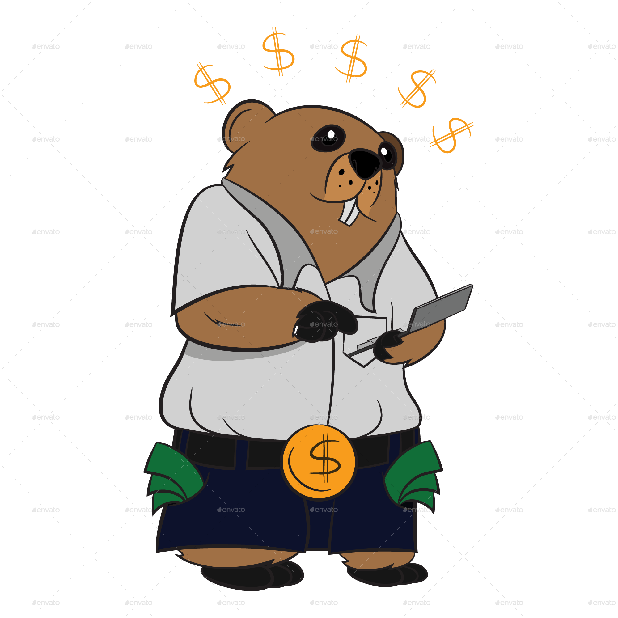 Groundhog Character in 17 different professions for Groundhog Day, Vectors