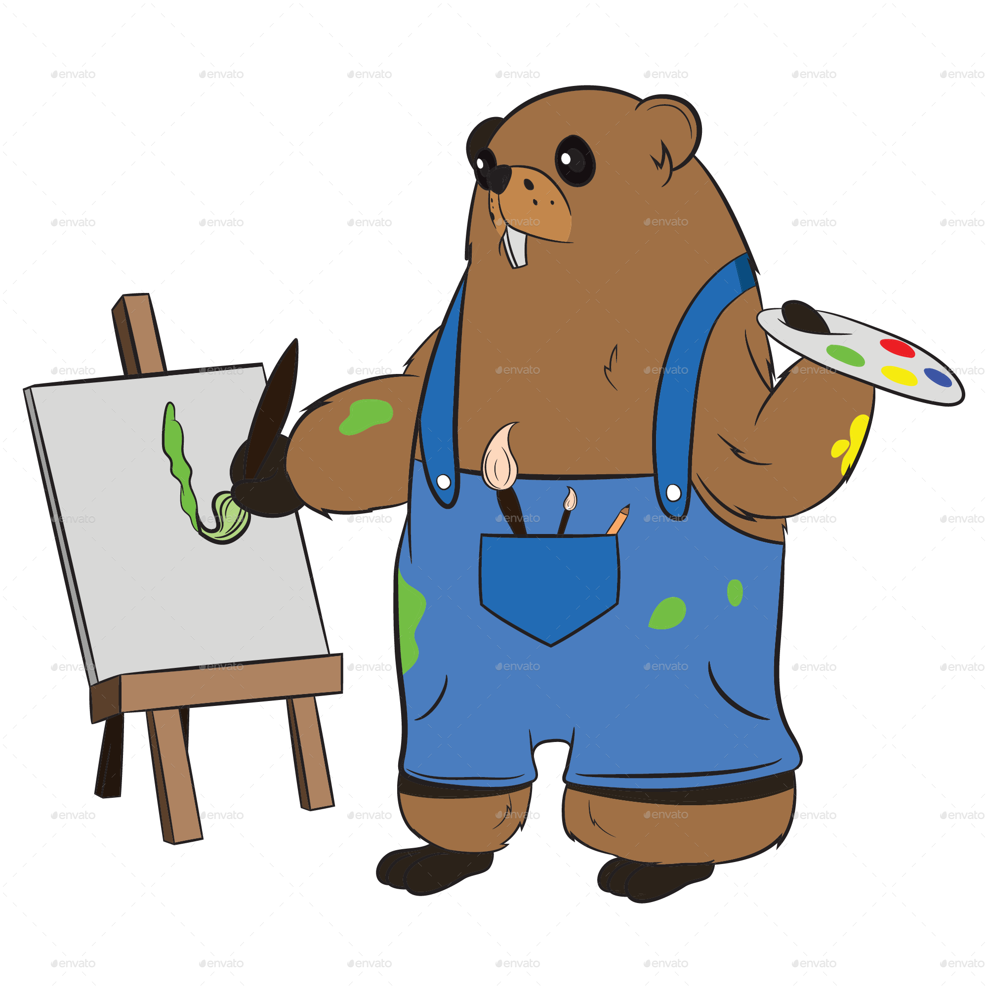 Groundhog Character in 17 different professions for Groundhog Day, Vectors