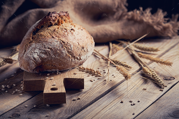 Fresh multigrain crusty bread Stock Photo by svittlana | PhotoDune