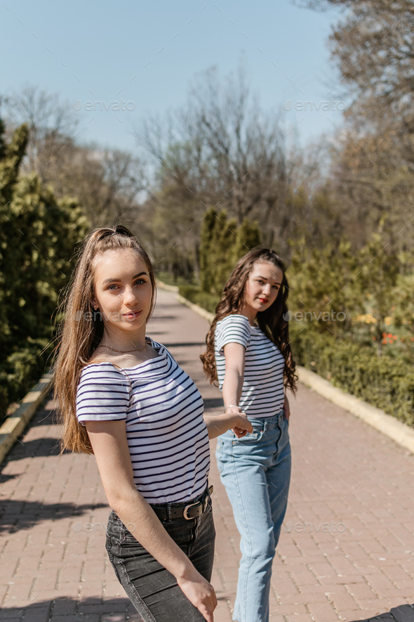 Gen z girls enjoying outdoors, expressing positive emotions. Outdoor ...