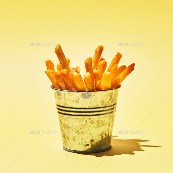 French fries in metal bucket Stock Photo by Irrin | PhotoDune