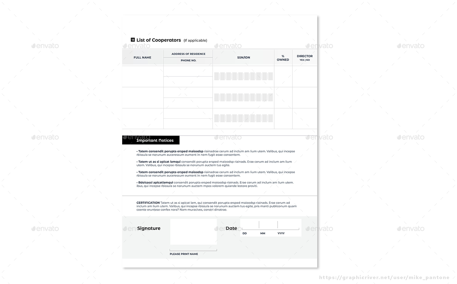 Business Registration Form, Print Templates | GraphicRiver