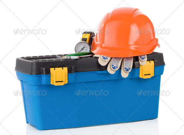 set of tools and instruments in toolbox Stock Photo by seregam | PhotoDune