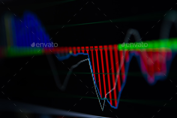 Close-up LED charts and summary info for making stock trading graph ...