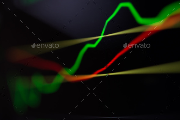 Close-up LED charts and summary info for making stock trading graph ...