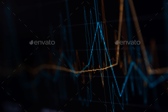 Close-up LED charts and summary info for making stock trading graph ...