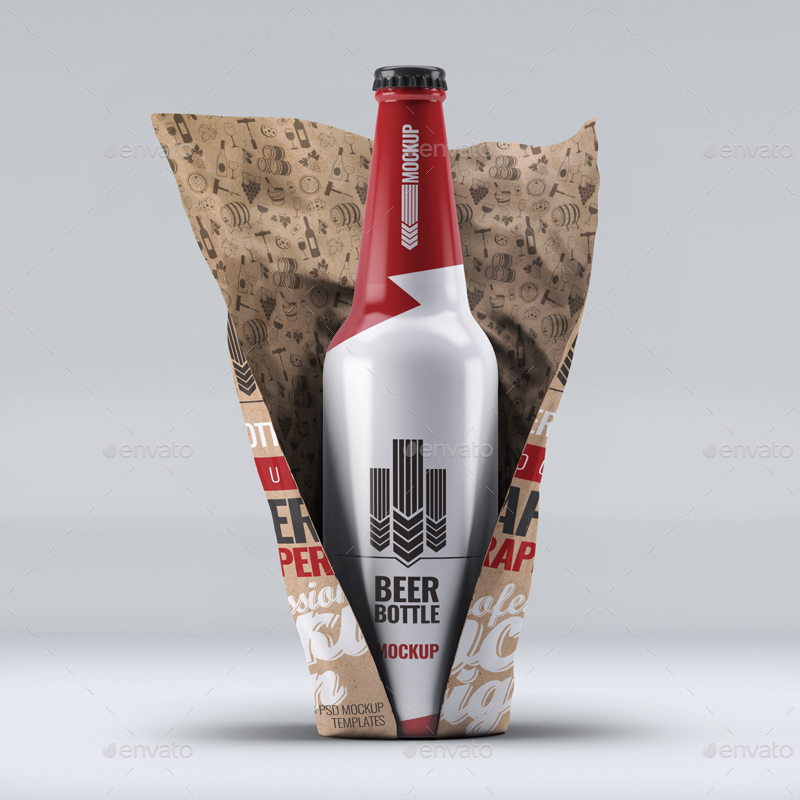 Beer Bottle Paper Wrapped Mock-Up, Graphics | GraphicRiver