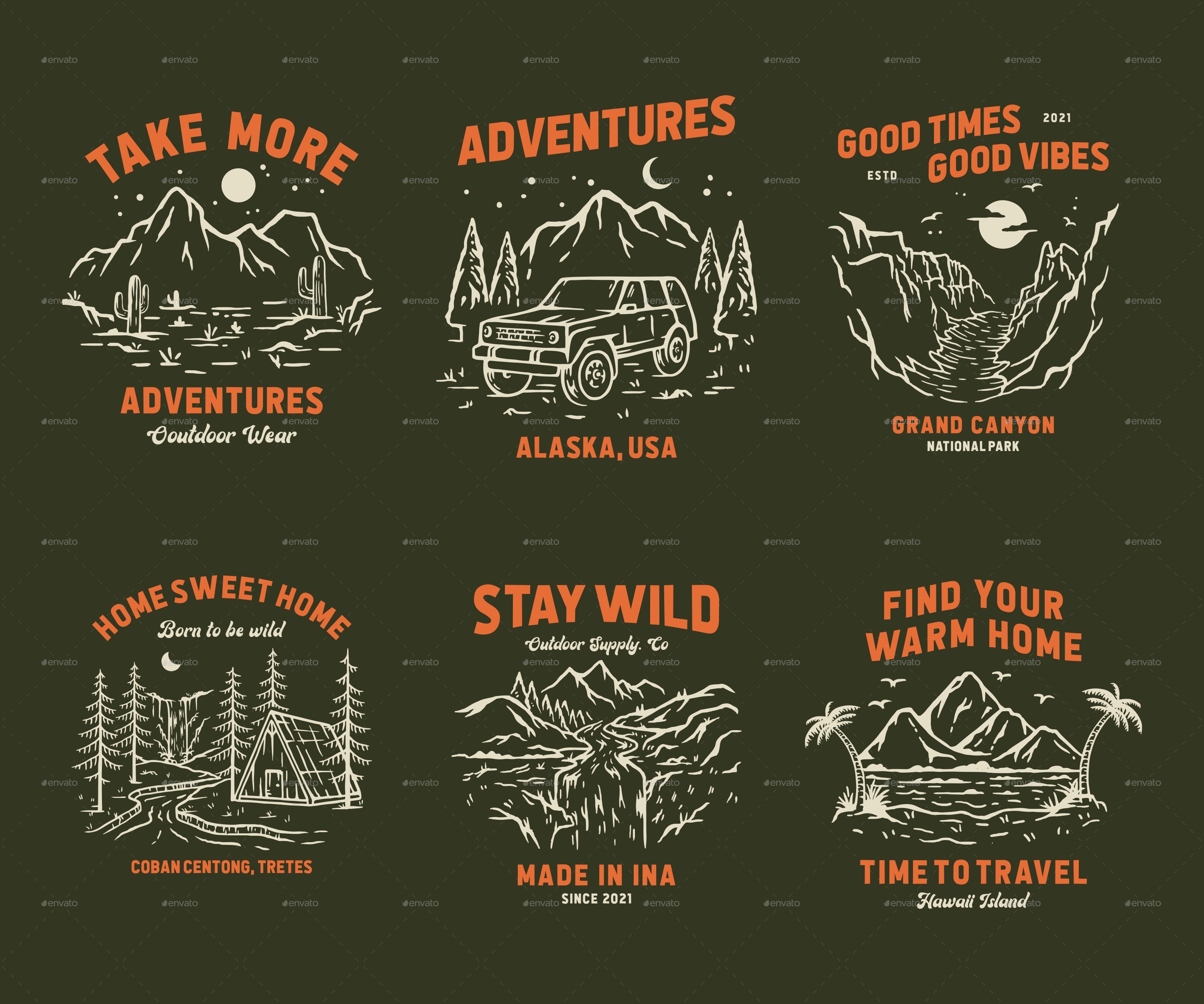 6 Set Of Adventure Hand Drawn Vol.II, Graphics | GraphicRiver