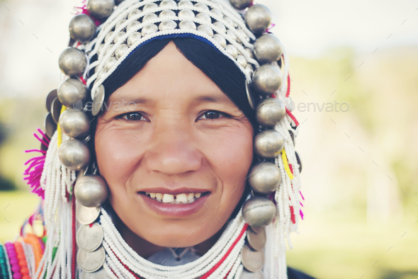 smile face close up young woman Hill tribe. Stock Photo by Johnstocker