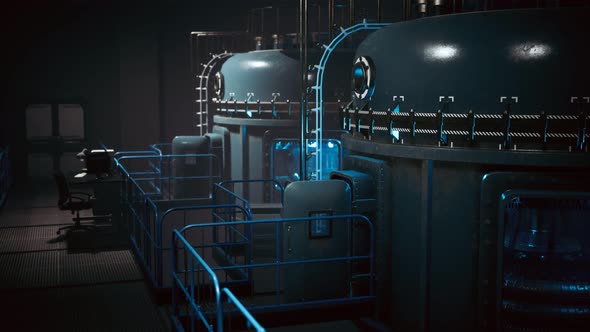 Futuristic Cyberpunk Power Plant Thermonuclear or Nuclear Reactor ...