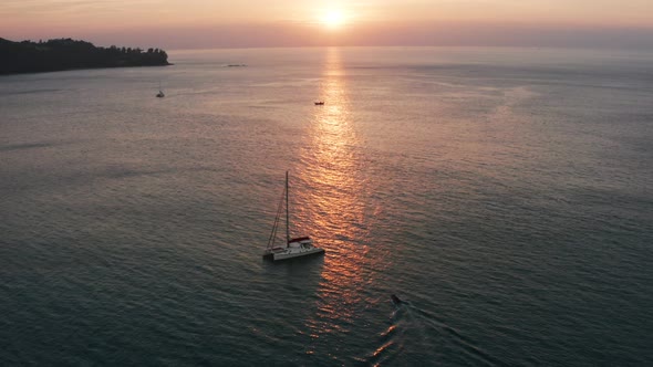 Aerial View of Kamala Beach at Sunset in Phuket in Thailand, Stock Footage