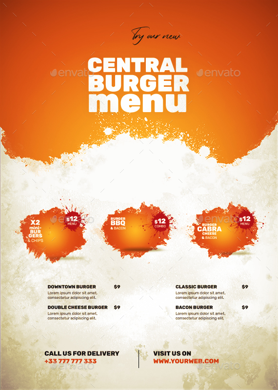 Burger Menu / Poster - PSD Template, Print Templates | GraphicRiver