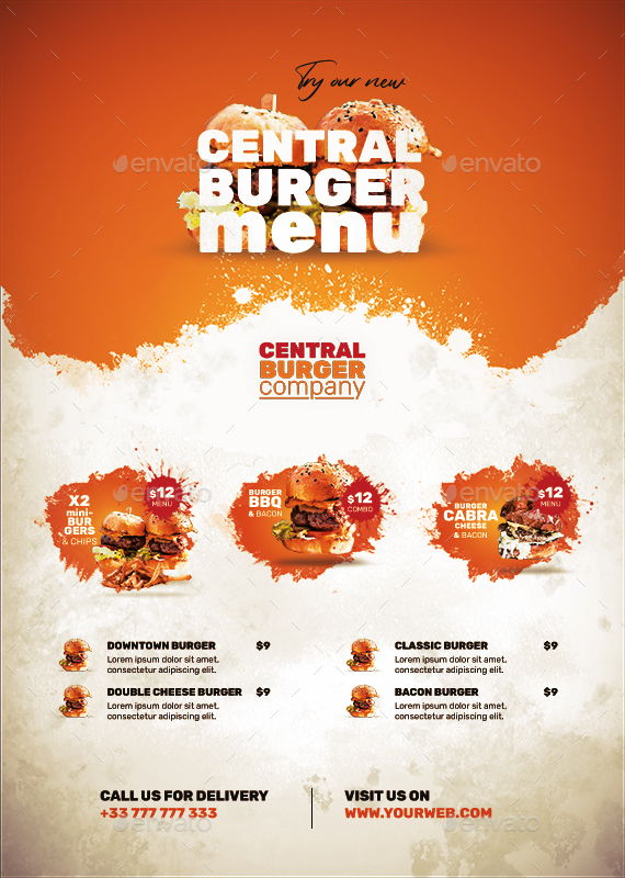 Burger Menu / Poster - PSD Template, Print Templates | GraphicRiver