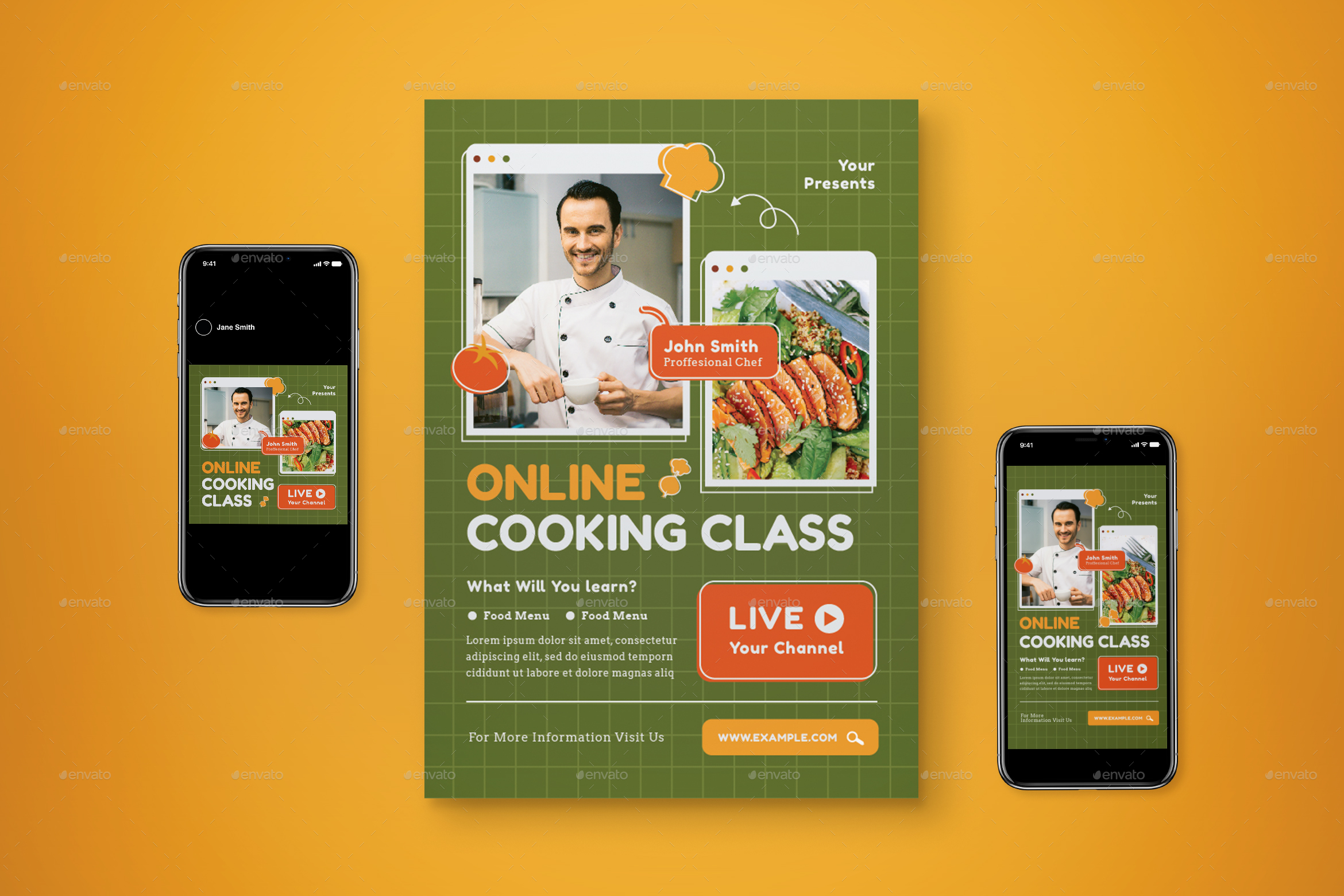 Online Cooking Class Flyer Pack, Print Templates | GraphicRiver