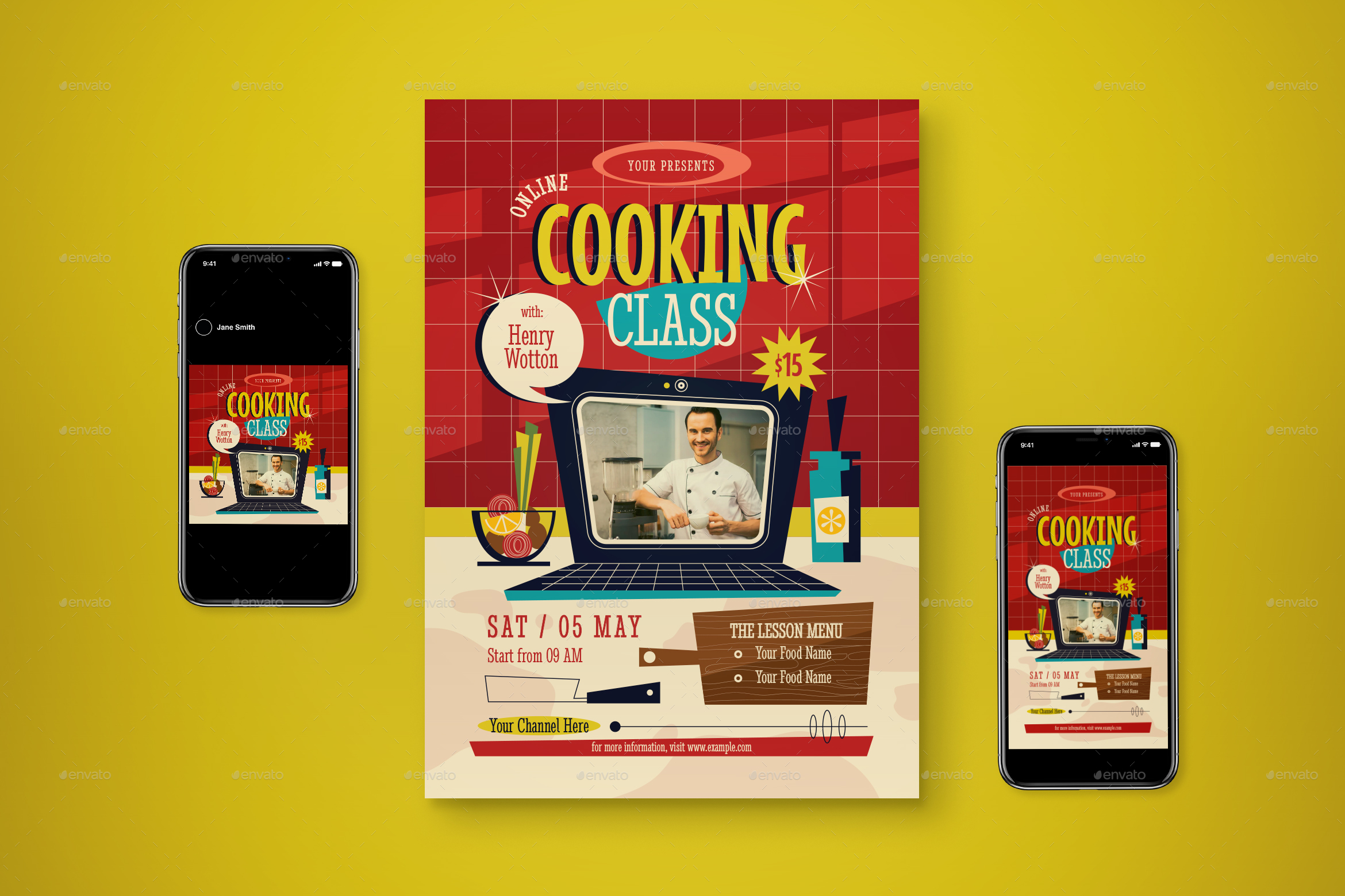 Online Cooking Class Flyer Pack by graphicook | GraphicRiver