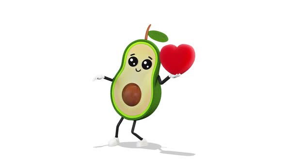 Avocado Dancing With A Heart on White Background, Motion Graphics ...