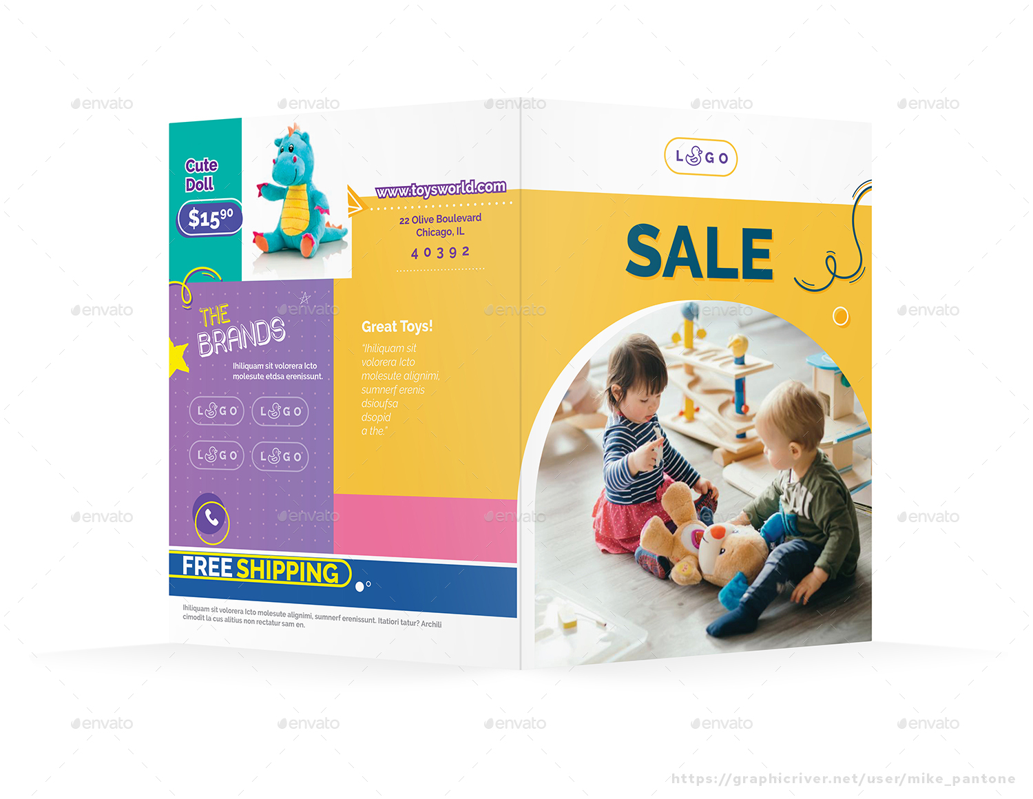 Toys Sale Bifold Brochure, Print Templates | GraphicRiver