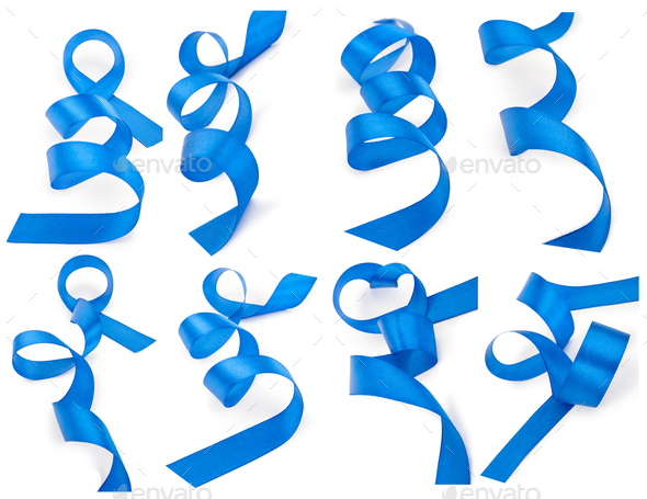 Blue ribbons set isolated on white Stock Photo by SeDmi | PhotoDune