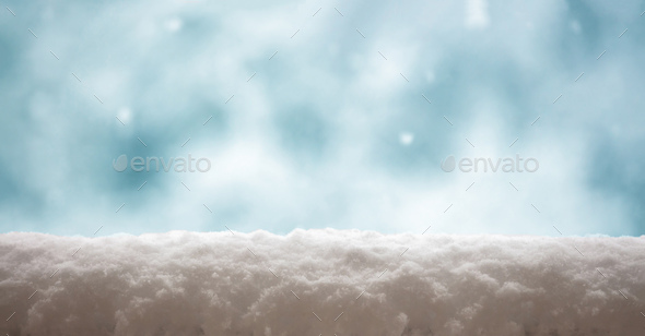 Winter snow background with empty space, holiday greeting card template ...
