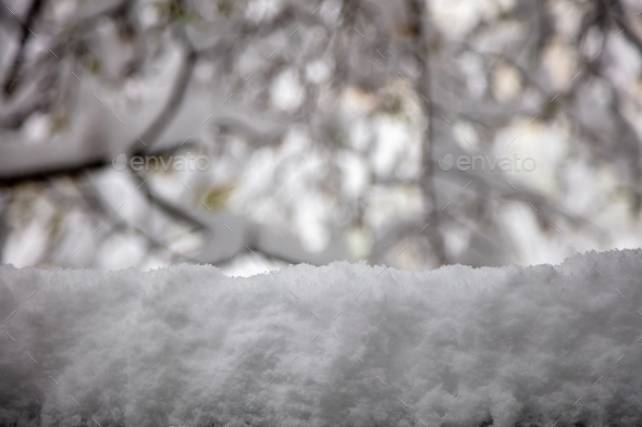 Winter snow background with empty space, holiday greeting card template ...