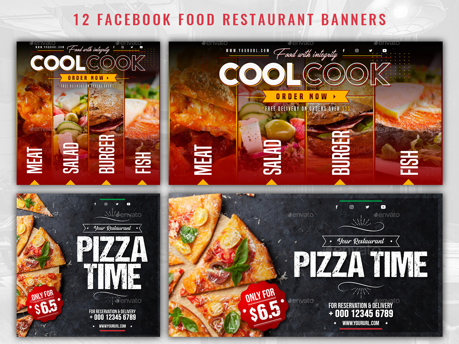 12 Facebook Food Restaurant Banners, Web Elements | GraphicRiver