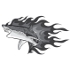 Monochromatic Shark with Flames for Tattoo or, Vectors | GraphicRiver