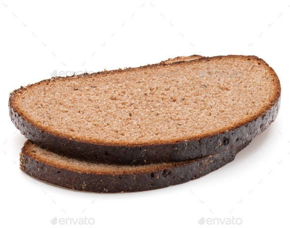 Slice of fresh rye bread isolated on white background cutout Stock ...