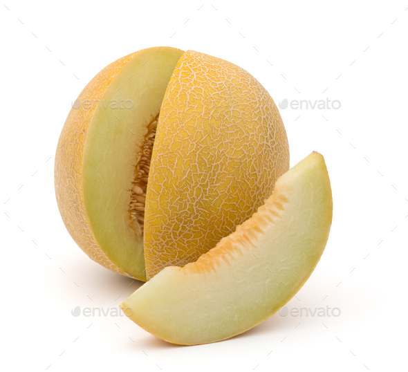 melon slices isolated on white background cutout Stock Photo by natika