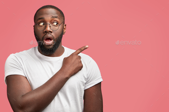 People, wonderment concept. Astonished handsome African American male ...