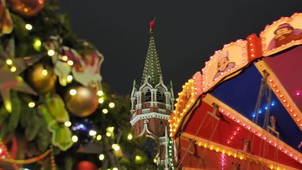 Russian Carousel Against the Background of the Red Square Against the ...