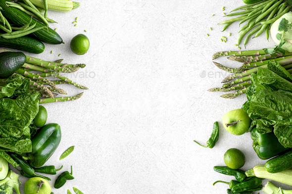 Fresh green produce. Natural plant based eating. Healthy vegetarian ...