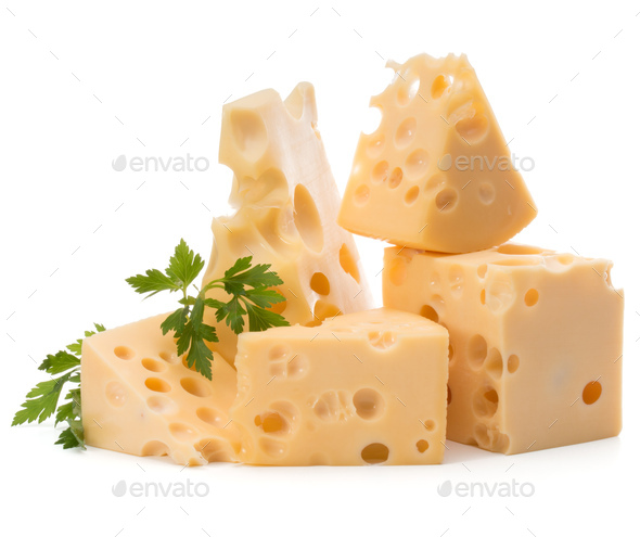 Cheese block isolated on white background cutout Stock Photo by natika