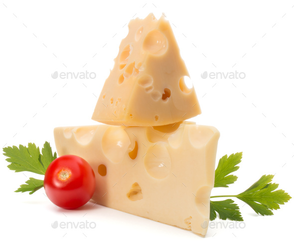 Cheese block isolated on white background cutout Stock Photo by natika