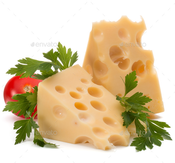 Cheese block isolated on white background cutout Stock Photo by natika