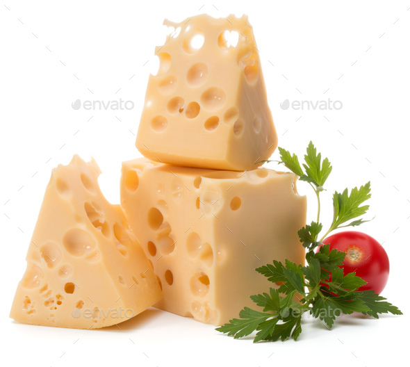Cheese block isolated on white background cutout Stock Photo by natika