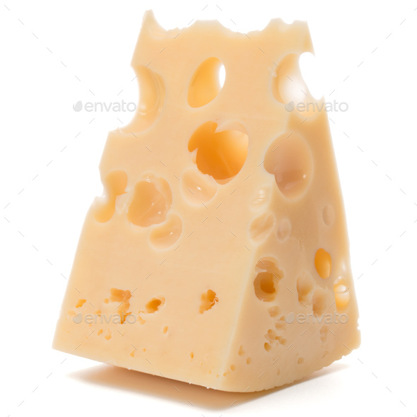 Cheese block isolated on white background cutout Stock Photo by natika