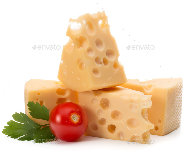 Cheese block isolated on white background cutout Stock Photo by natika
