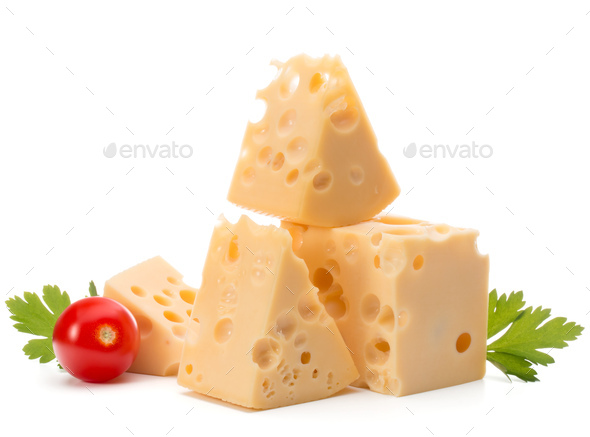 Cheese block isolated on white background cutout Stock Photo by natika
