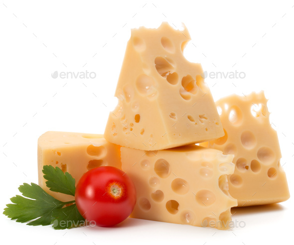 Cheese block isolated on white background cutout Stock Photo by natika