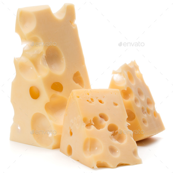 Cheese block isolated on white background cutout Stock Photo by natika