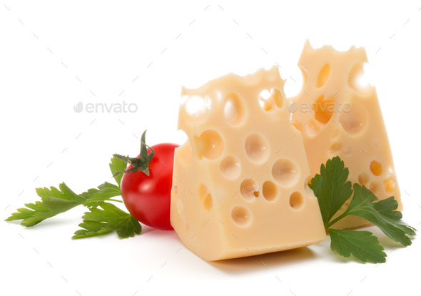 Cheese block isolated on white background cutout Stock Photo by natika