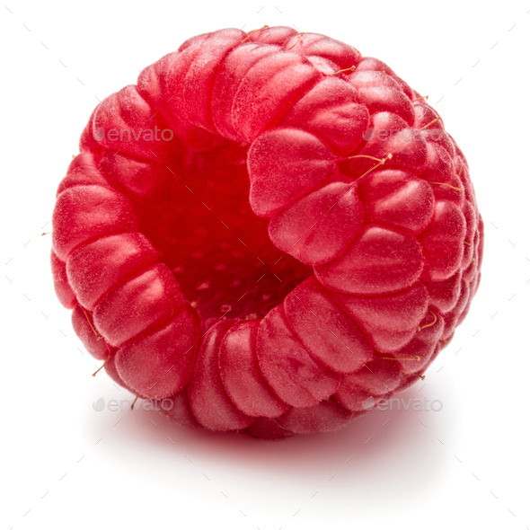 ripe raspberry isolated on white background close up Stock Photo by natika