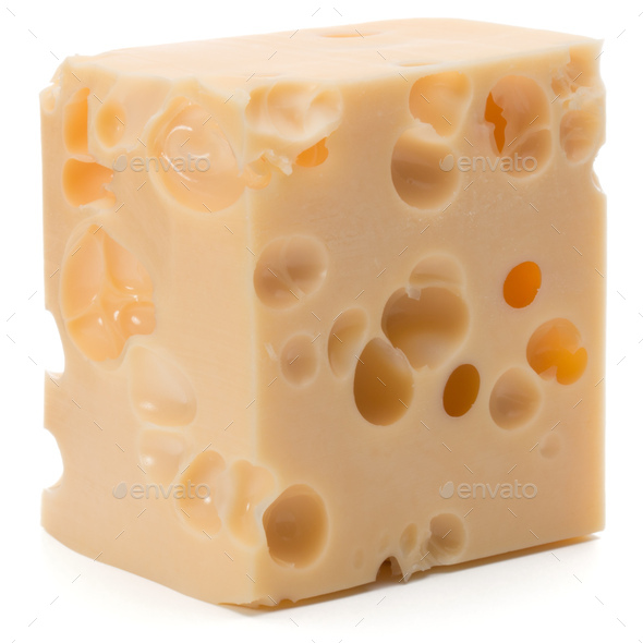 Cheese block isolated on white background cutout Stock Photo by natika