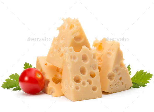 Cheese block isolated on white background cutout Stock Photo by natika