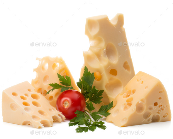 Cheese block isolated on white background cutout Stock Photo by natika