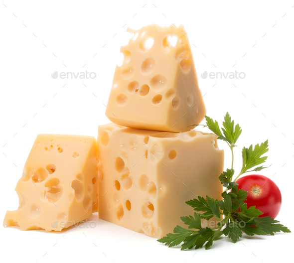 Cheese block isolated on white background cutout Stock Photo by natika