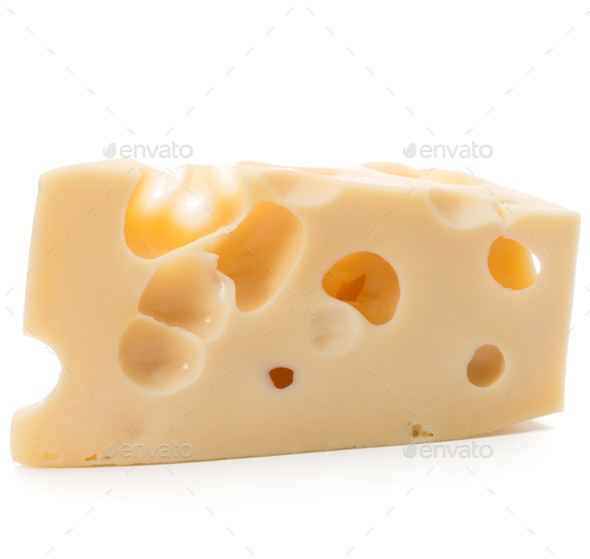Cheese block isolated on white background cutout Stock Photo by natika