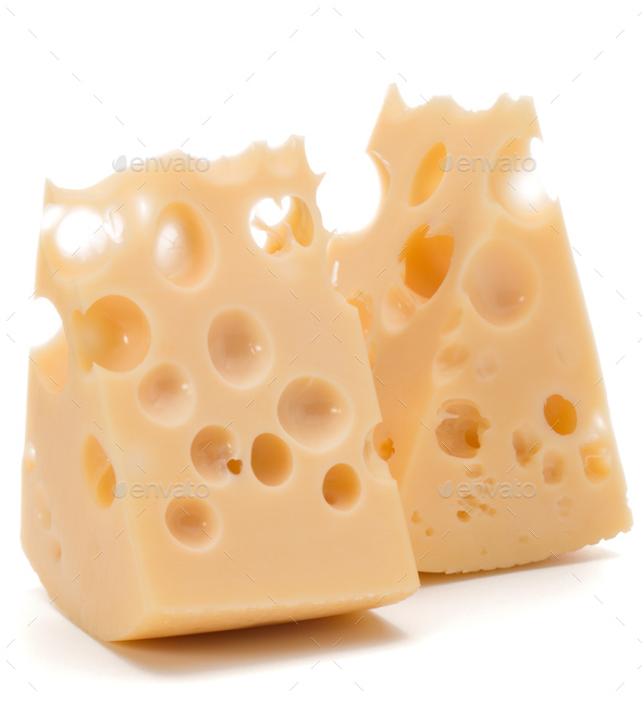 Cheese block isolated on white background cutout Stock Photo by natika