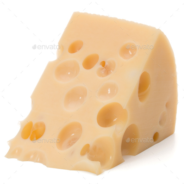 Cheese block isolated on white background cutout Stock Photo by natika