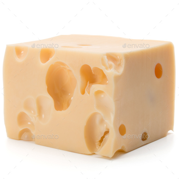 Cheese block isolated on white background cutout Stock Photo by natika